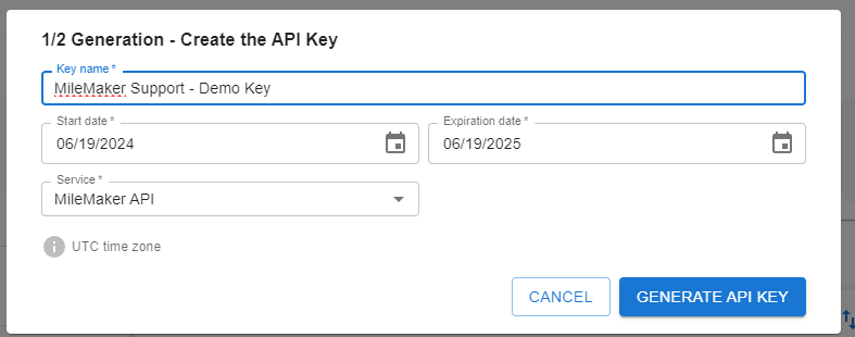 How to generate an API Key – MileMaker